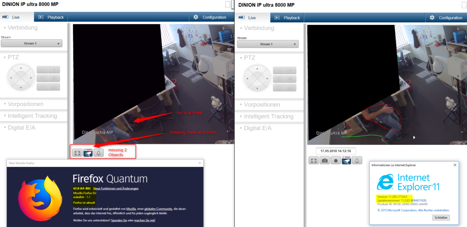 Which Browser is supported for Bosch cameras (web interface)?