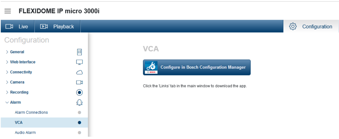 How can I remotely configure VCA in Alarm Management?