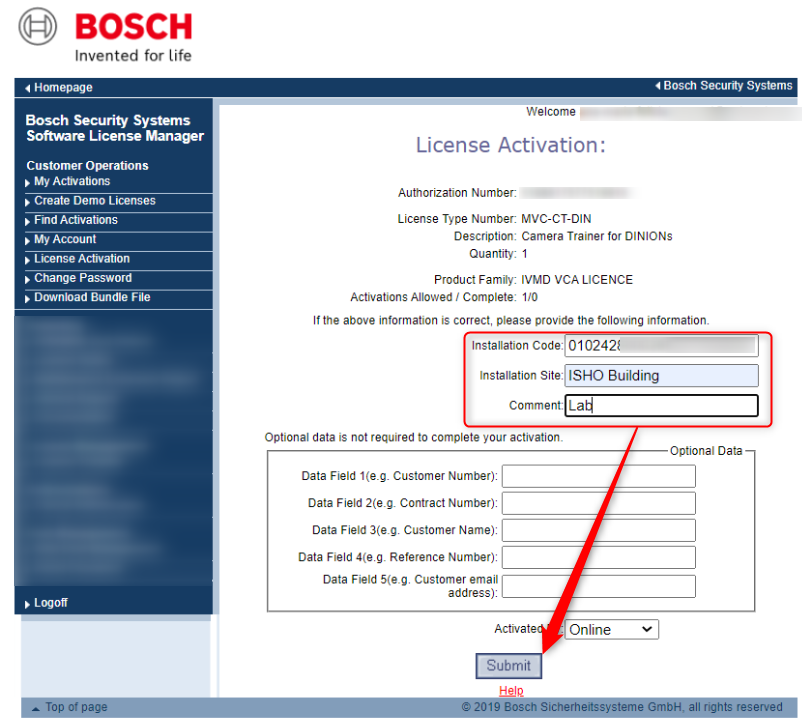 How to license a Bosch camera?