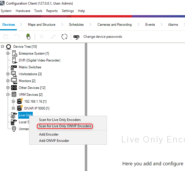 How to add ONVIF camera in Bosch Video Management System (BVMS): Live only?