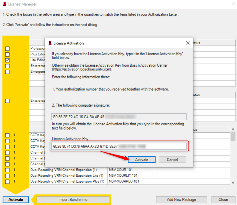 How to activate Bosch Video Management System license (below BVMS v11.0 ...