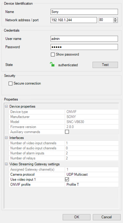 How to add an ONVIF camera to BVMS through VSG?