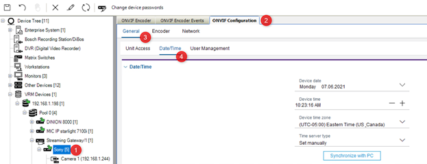 How to add an ONVIF camera to BVMS through VSG?