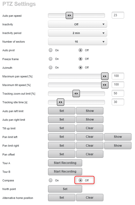 How to disable compass character on the PTZ camera screen (OSD)?