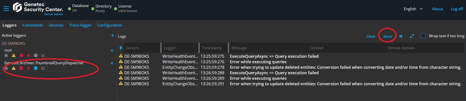 How to export logs from Genetec Security Center?